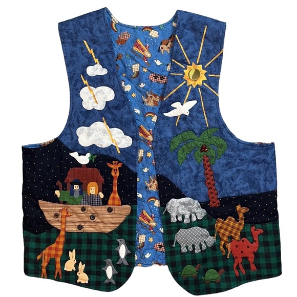 Hand Crafted | Jackets & Coats | Handmade Noahs Ark Vest Reversible L ...